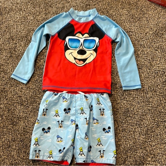 Disney | Swim | Mickey Mouse Kids Swim Set Red And Blue | Poshmark